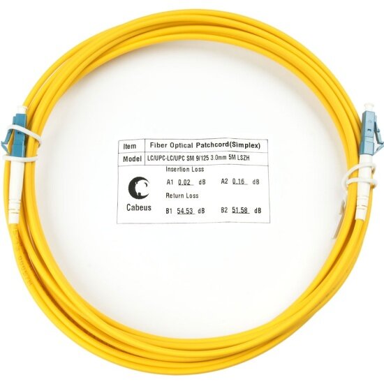 Шнур оптический Cabeus FOP(s)-9-LC-LC-10m simplex LC-LC 9/125 sm LSZH 10м