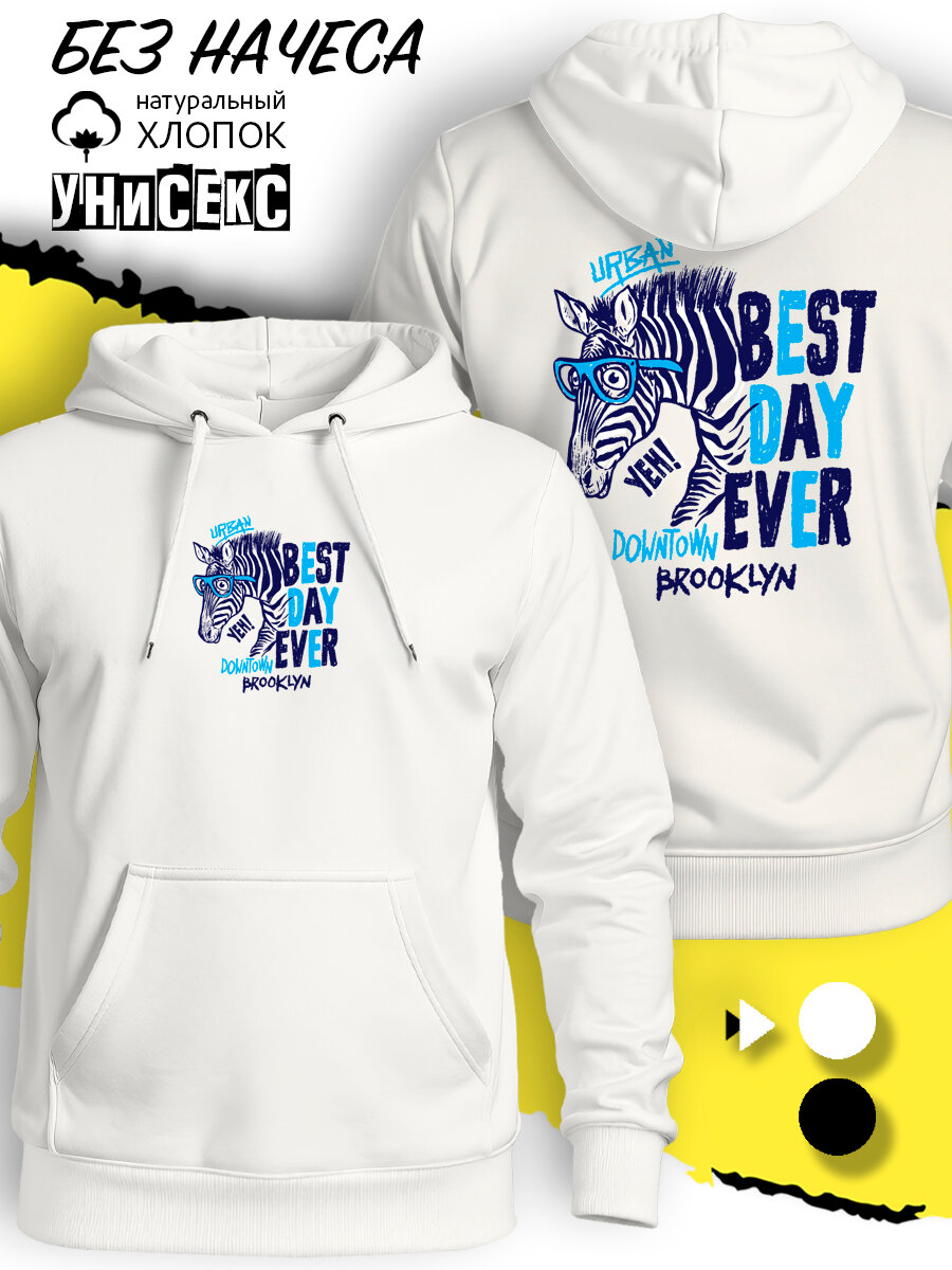Худи Толстовка свитшот с зеброй best day ever