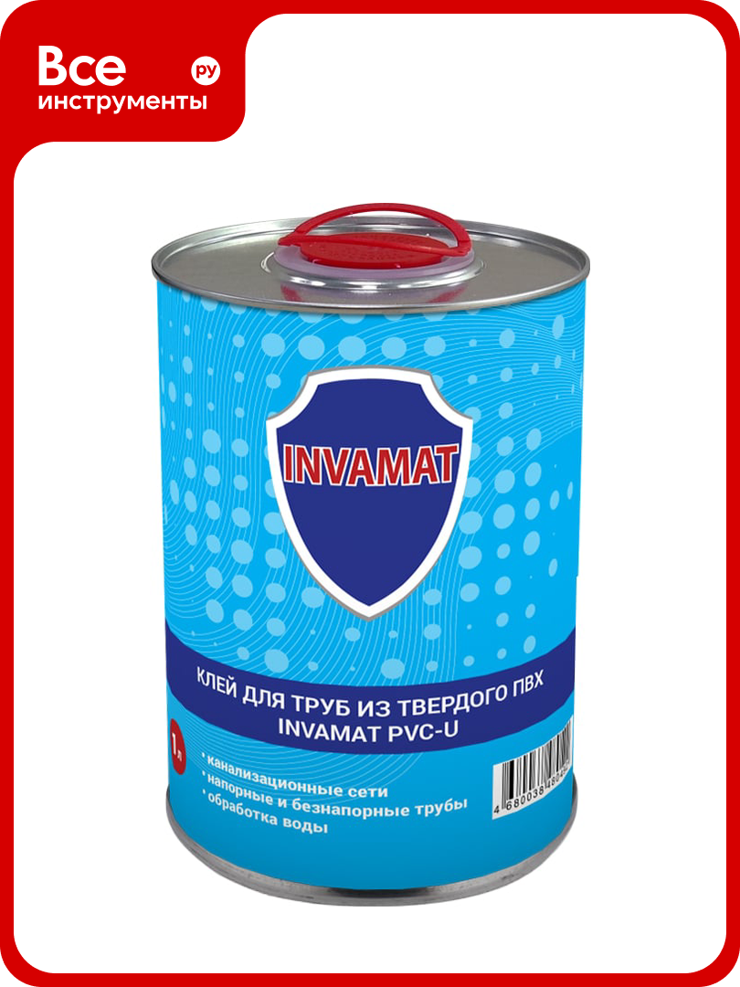 Клей для труб из твердого ПВХ INVAMAT PVC-U банка 1 л, из твердого