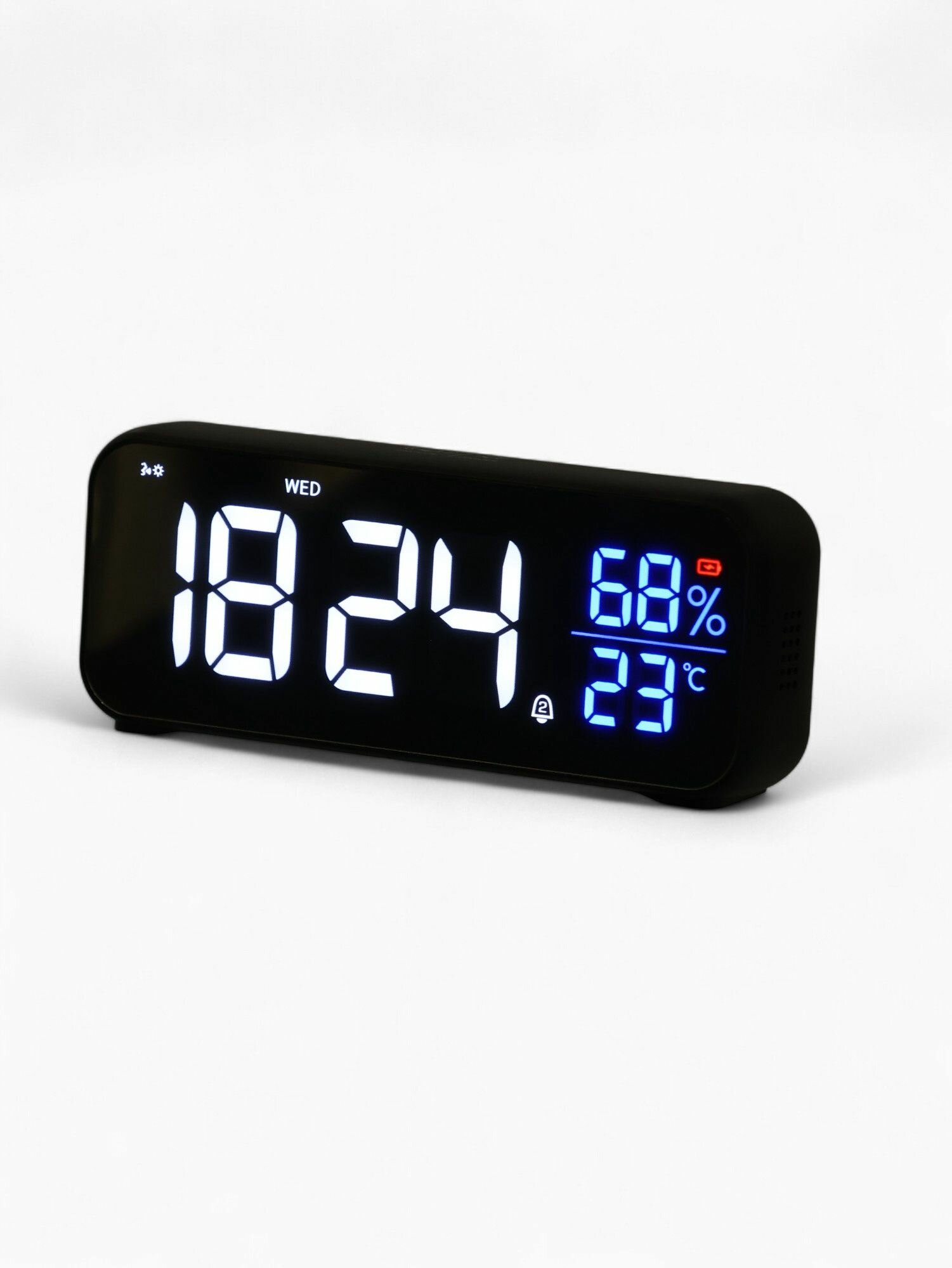 Часы - будильник электронные настольные: календарь, термометр, гигрометр, 16.8 х 6.6 см