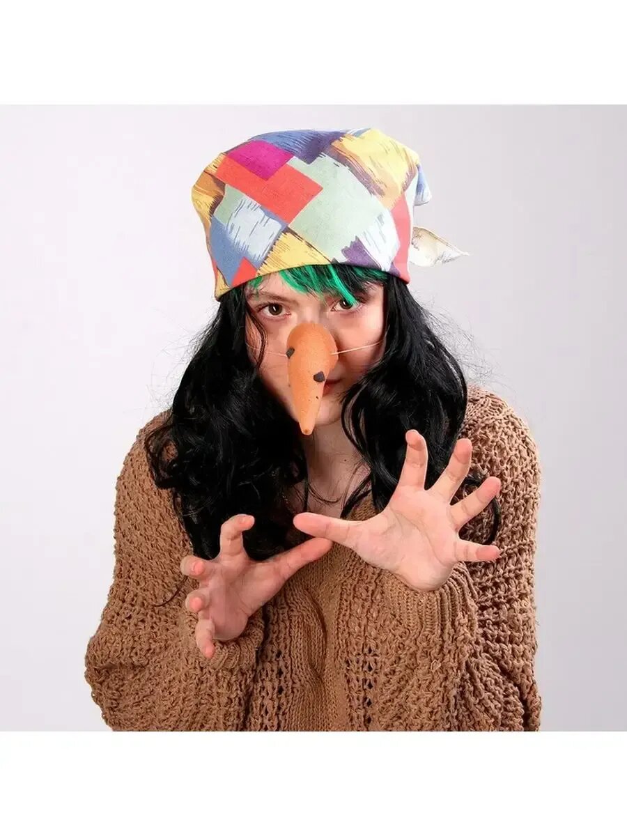 Карнавальный набор "Баба-Яга", косынка лоскутная, парик, нос