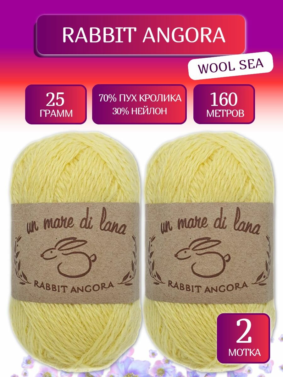 Пряжа Раббит Ангора Вул Си, Rabbit Angora Wool Sea (053), 25г, 160м, 70% пух кролика, 30% нейлон (2 шт.)