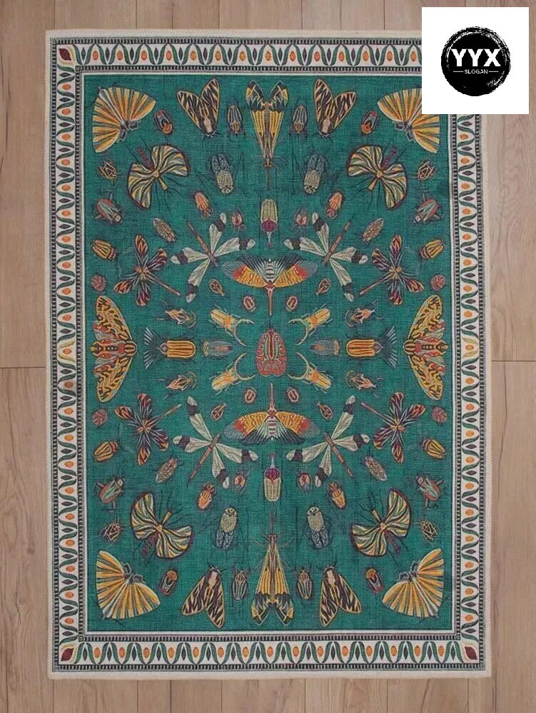 Ковер "Изумрудный с насекомыми", 1,4 x 2,0 м, высота ворса 1 см