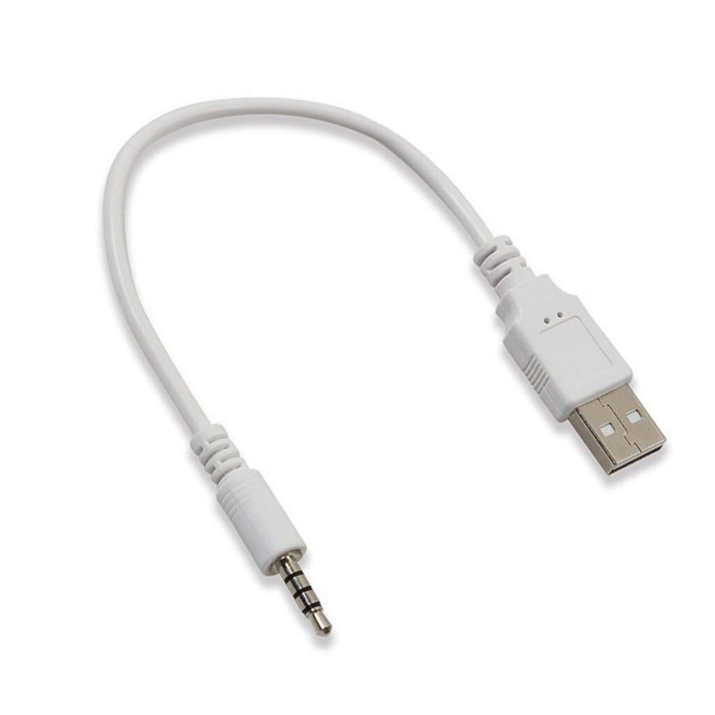 Аудиокабель Белого цвета От USB до 3,5 мм С Одновременной Зарядкой И Бесшумной Передачей Для ПК Автомобильных MP3 Устройств