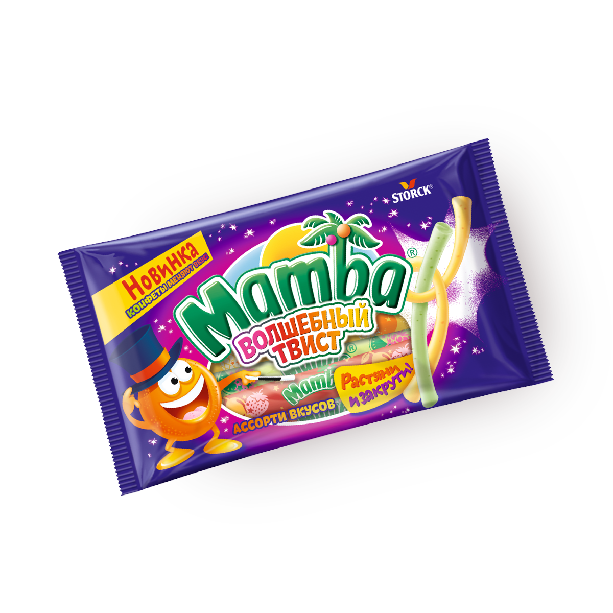 Конфеты Mamba "Волшебный твист", жевательные, фруктовая глазурь, 70 г