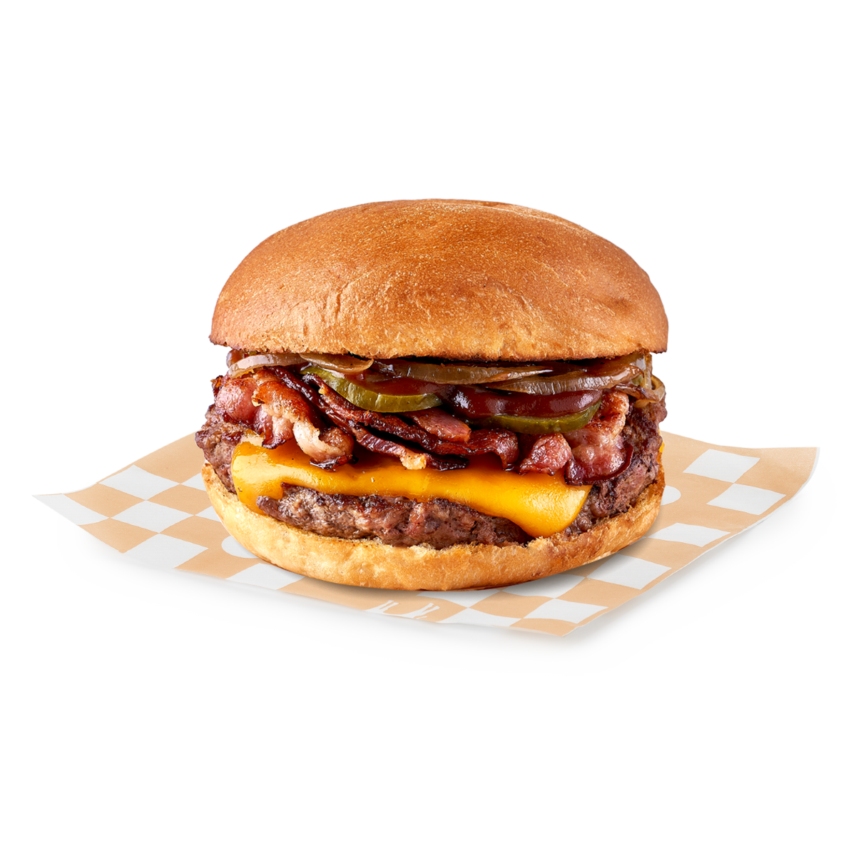 Бургер BBQ "БББургерс", с беконом, сыром чеддер, соусом барбекю, 240 г