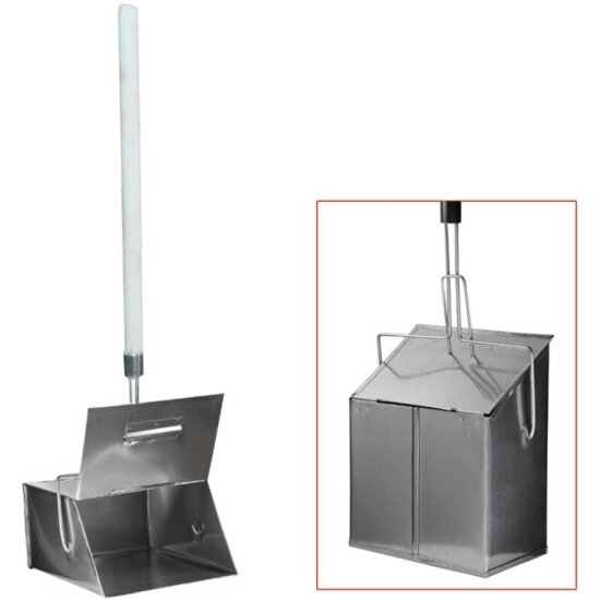 Совок для мусора Samson металлический, с крышкой-ловушкой, 24х29 см, с деревянной ручкой 75 см