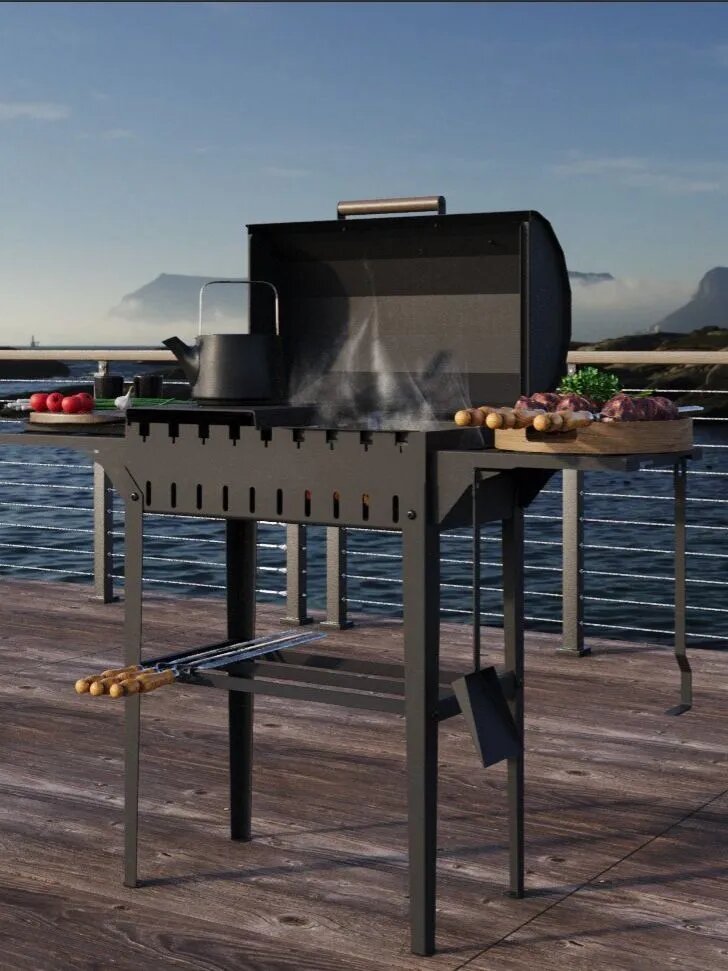 Мангал Dukke, переносной, с крышей, разборный, металл, 57х31 см, черный