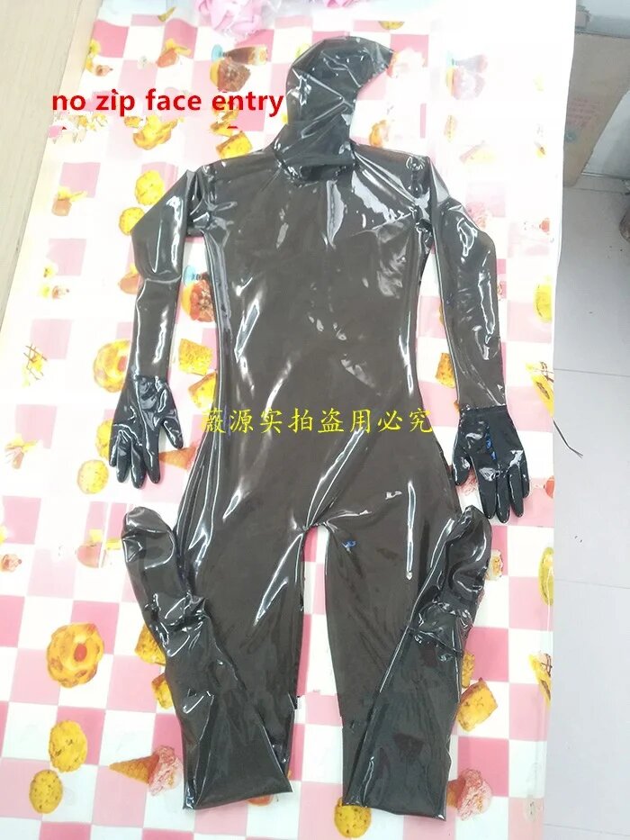 Латексный резиновый костюм кошки для лица фетиш боди с капюшоном перчатки носки на заказ М, black no zip
