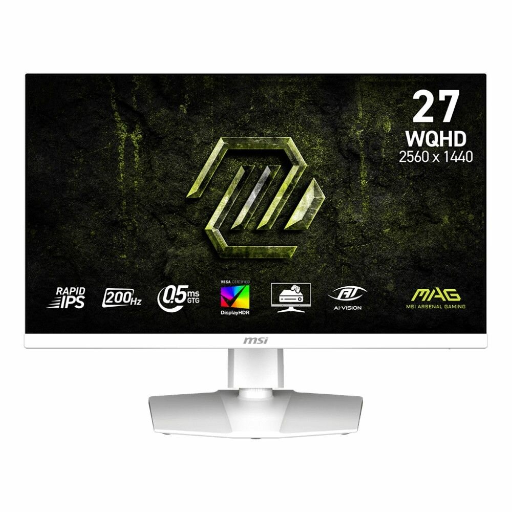 Монитор 27" MSI MAG 274QRFW E20 Rapid IPS, 2560x1440, 200Hz, 0,5ms, 300сd/m, 1000:1, HDR10 | 2xHDMI(2.0b), DP(1.4a) | HAS, Pivot, Swivel, InPSU, Vesa 100, White