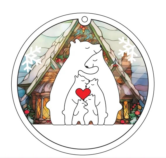 Деревянные именные фигурки медведей семьи 01-A6