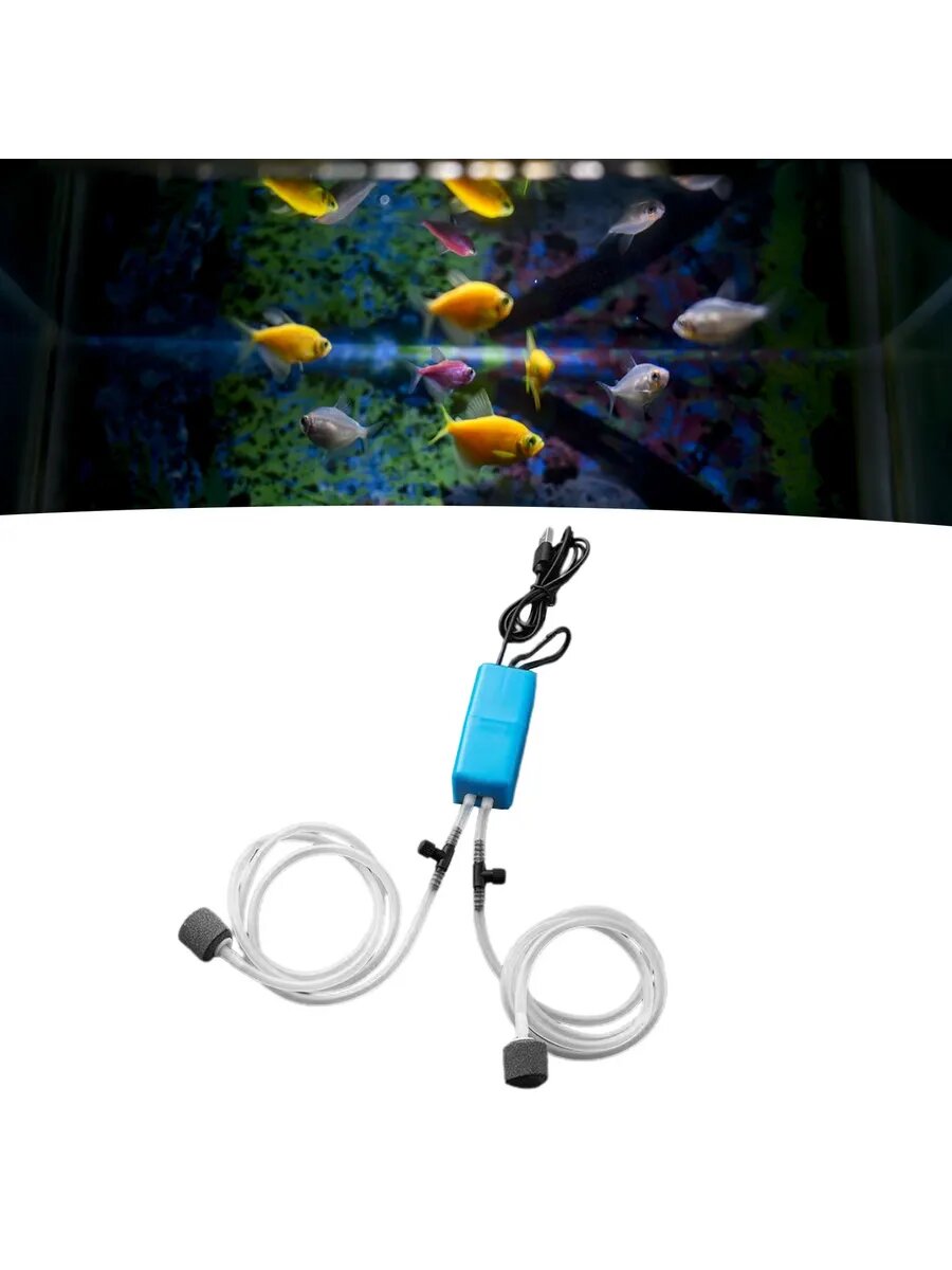 USB насос кислорода для аквариума портативный бесшумный