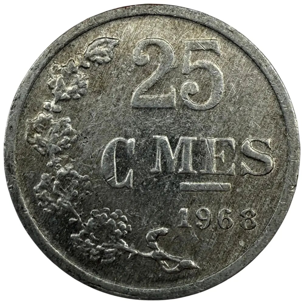 Люксембург 25 сантимов 1968 г.