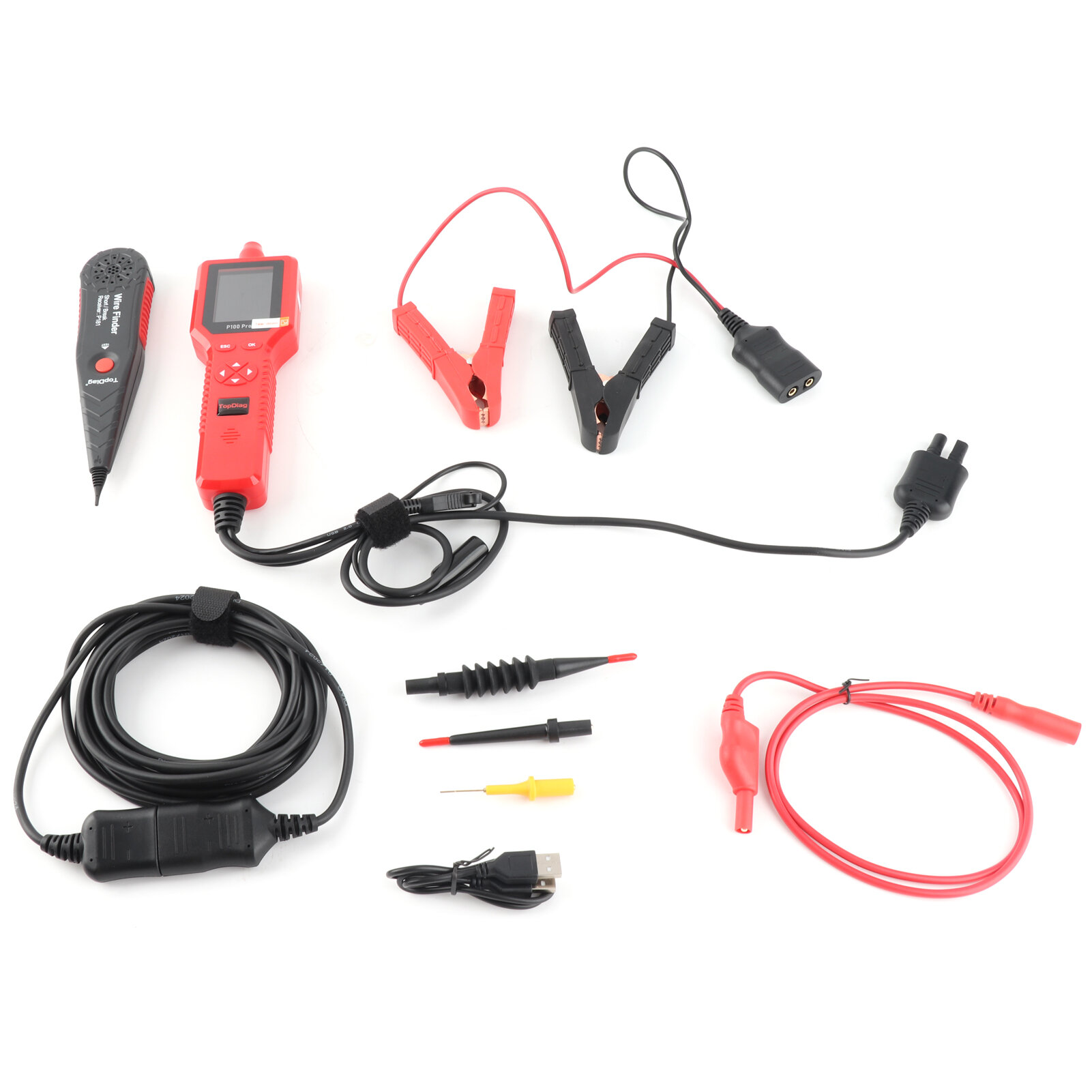 Автомобильный тестер цепей 9-30 В P100 Pro, комплект щупов для 12 В и 24 В, цифровой осциллограф, инструмент для проверки компонентов автомобиля, диодный детектор напряжения для мотоцикла.