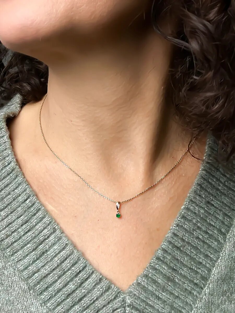 Подвеска, красное золото, 375 проба, изумруд