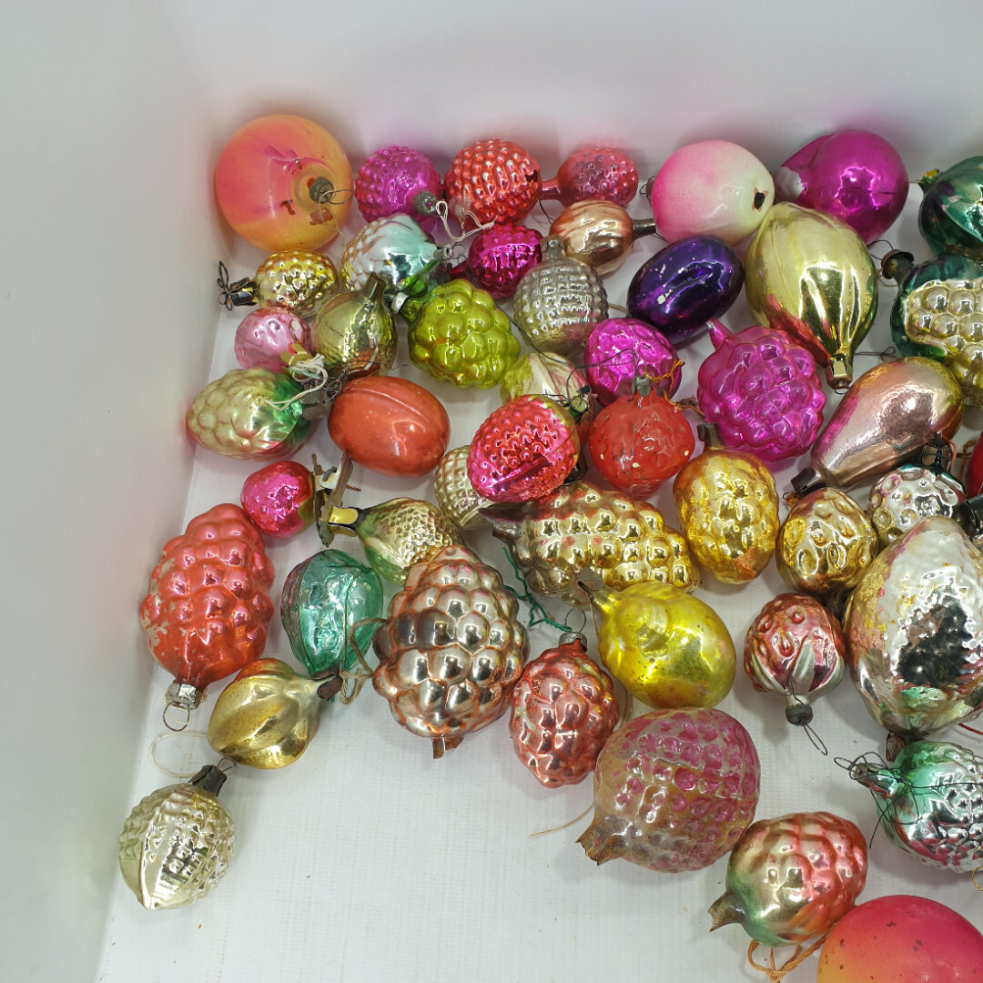 Ёлочные игрушки фрукты и овощи(цена за штуку без выбора), стекло. Винтаж СССР