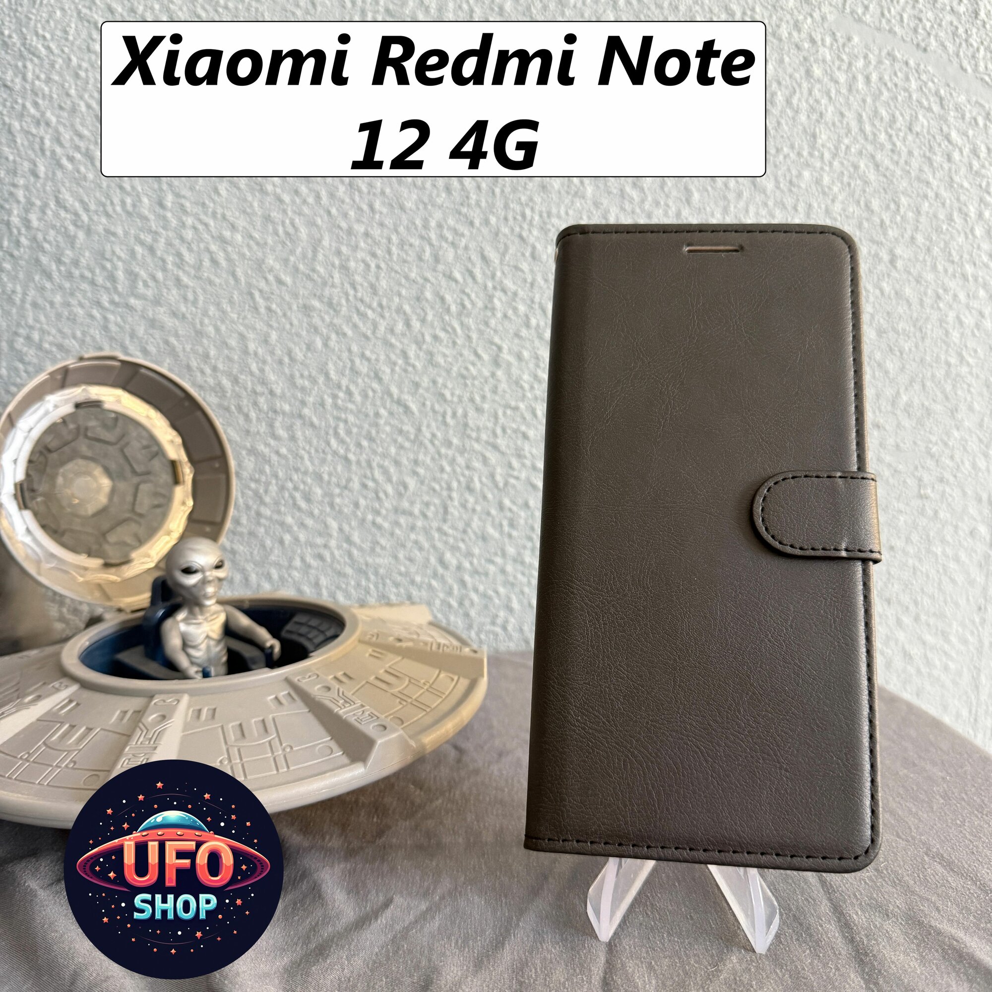 Чехол книжка для XIAOMI Redmi 12 Note 4g кожаный (Ксиами сяоми Редми 12 ноут 4G), 20000431, черный