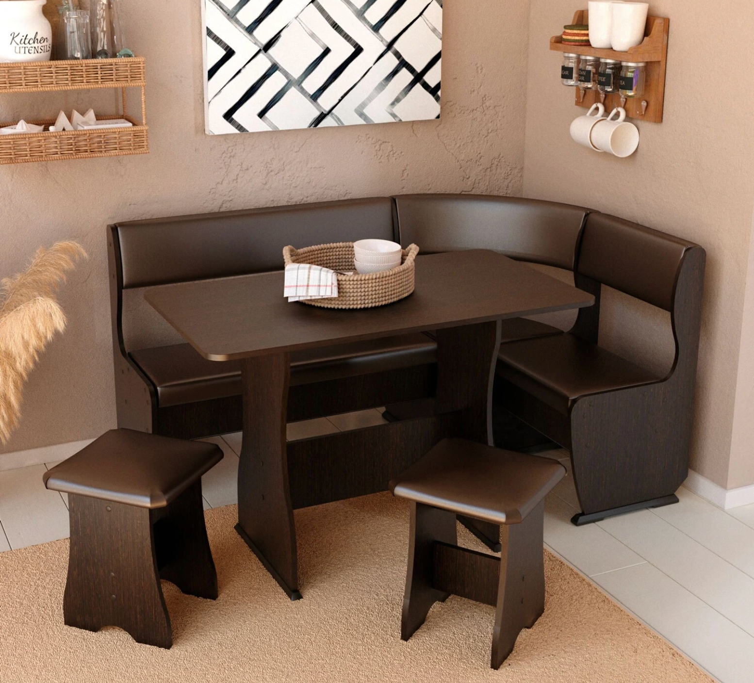 Кухонный уголок Тип 1 венге/шоколад Андрей-2 (ШхВхГ) 1530x850x1050