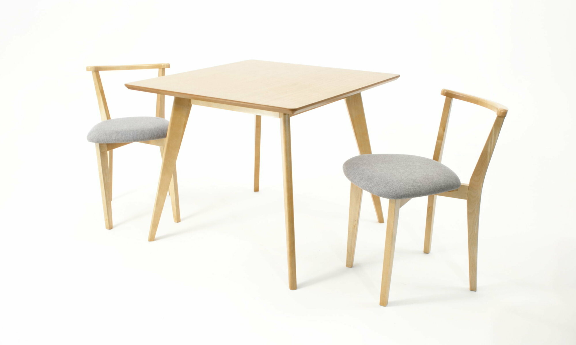 Стол ZiP-mebel Сканди М 100 со стульями Франк Натур/Рогожка Серый