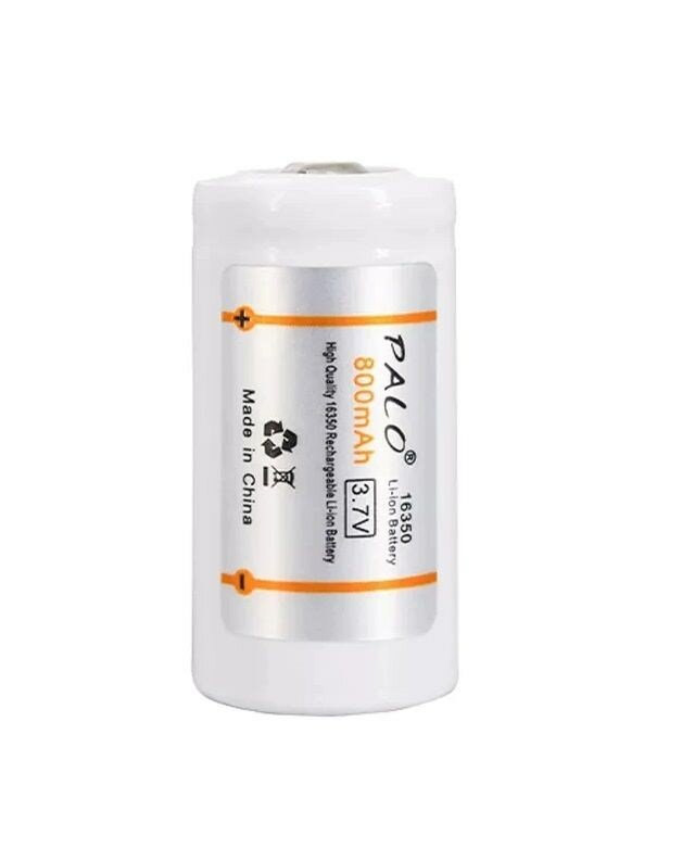 Аккумулятор 16350 (CR123A/16340) PALO, 800mAh, 3.7V, Li-Ion, незащищённый, 1шт.