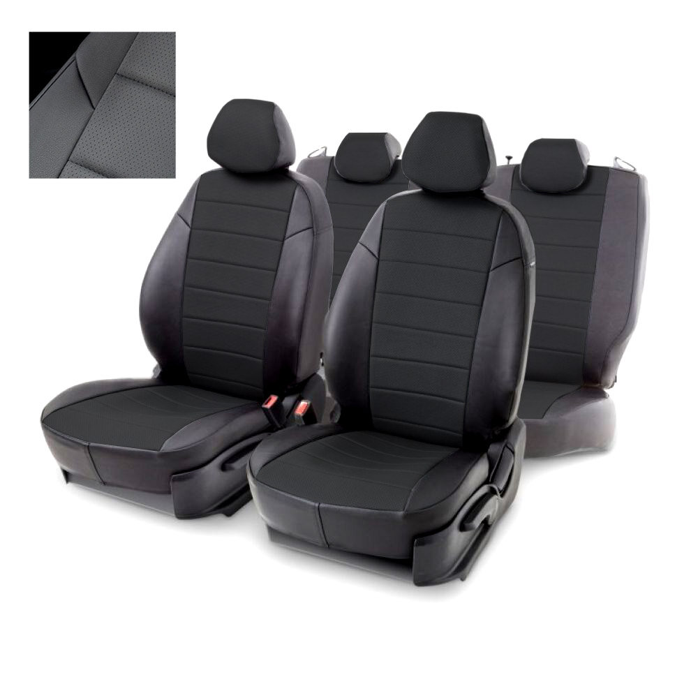 Чехлы из экокожи Seintex для Skoda Octavia A8 40/60 (с подл.) 2020-н. в. (черные, 98803)