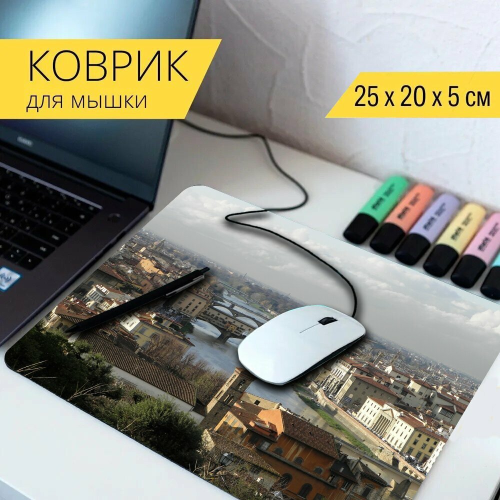 Коврик для мыши с принтом "Флоренция, италия, итальянский" 25x20см.