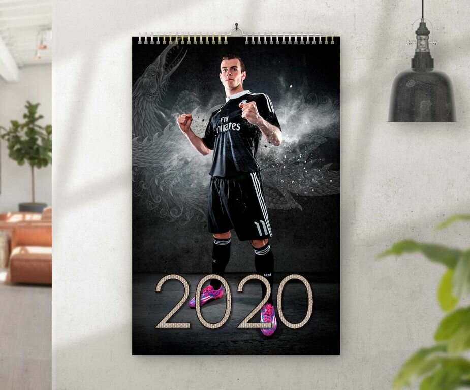 Перекидной календарь на 2020 год Гарет Фрэнк Бейл, Gareth Frank Bale №2, А3