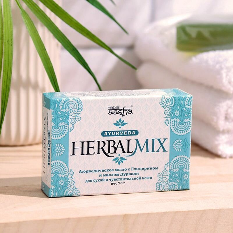 Aasha Herbals Аюрведическое мыло Herbаlmix Глицерин и масло Дурвади 75 гр