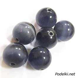 Натуральная бусина под Кошачий глаз серый 0004348 шарик 10 мм, цена за 10 шт.