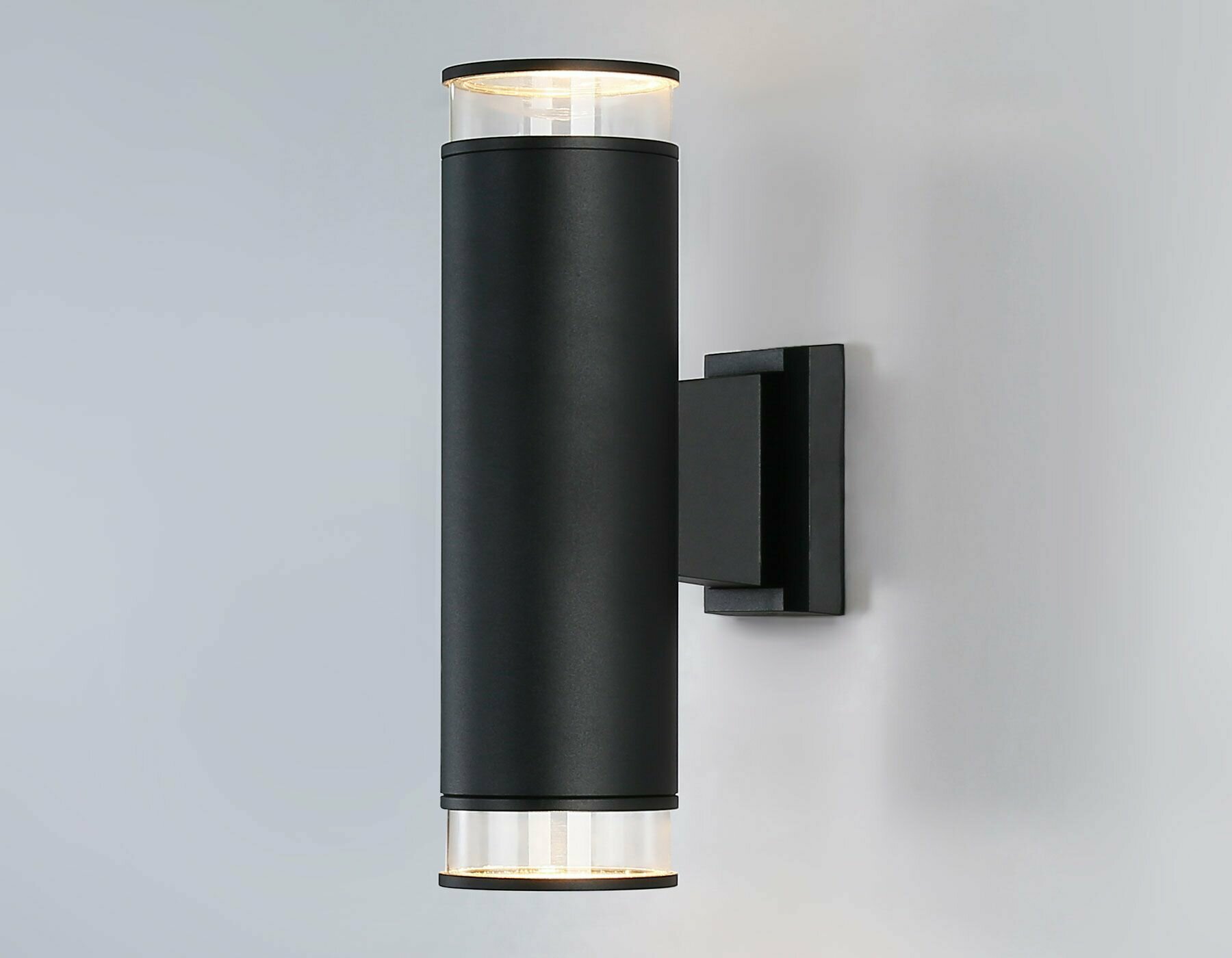 Уличный настенный архитектурный светильник, IP54 GU10/2 max 35W 310*90*160, черный/прозрачный