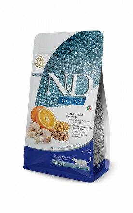 N&D ocean cat треска, спельта, овес и апельсин для взрослых кошек 10 кг