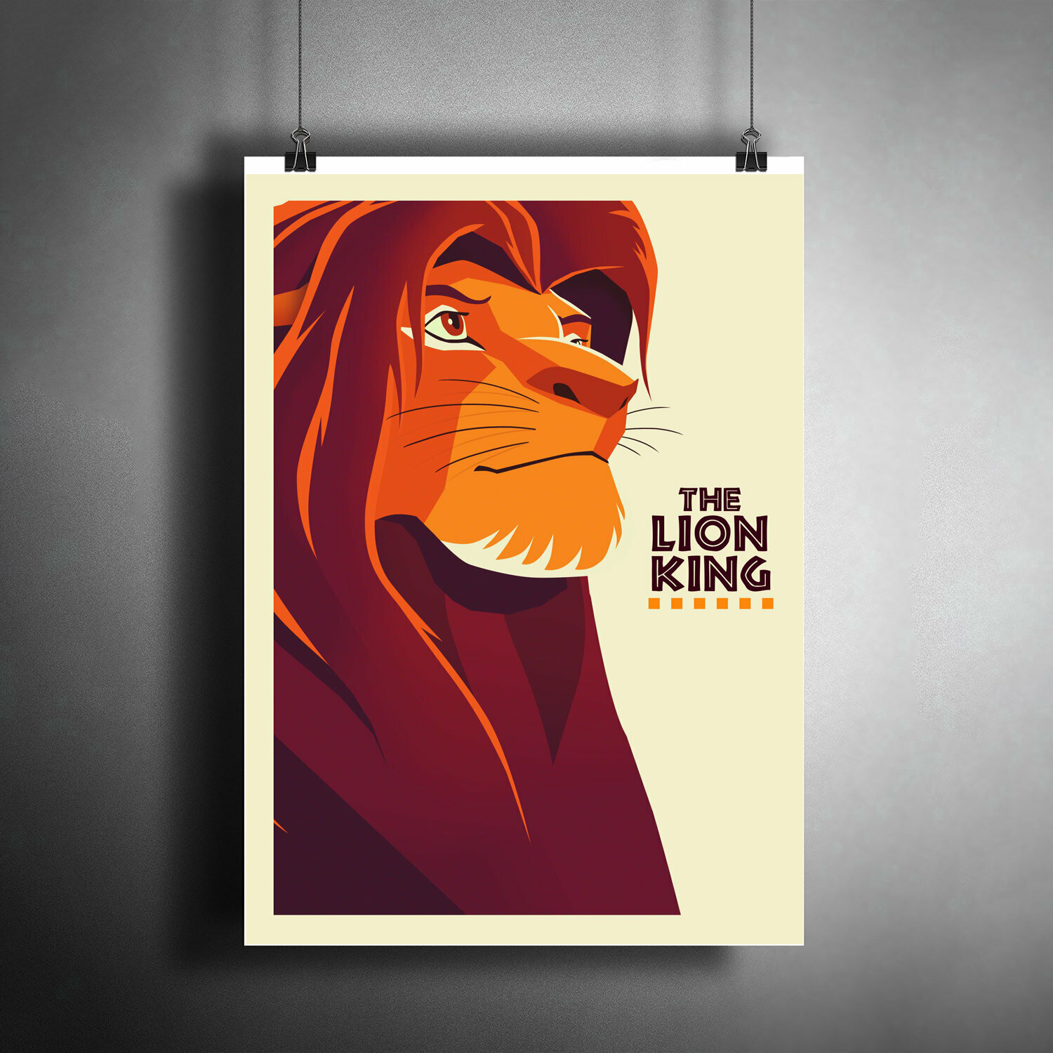 Постер плакат для интерьера "Мультфильм: Король Лев. The Lion King. Постер для детей" / Декор дома, офиса, комнаты, квартиры A3 (297 x 420 мм)