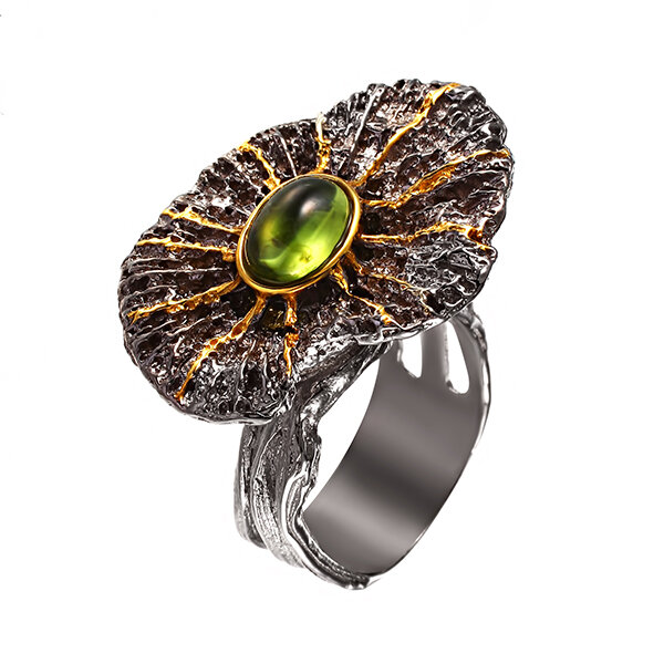 Кольцо, серебро, 925 проба, перидотит