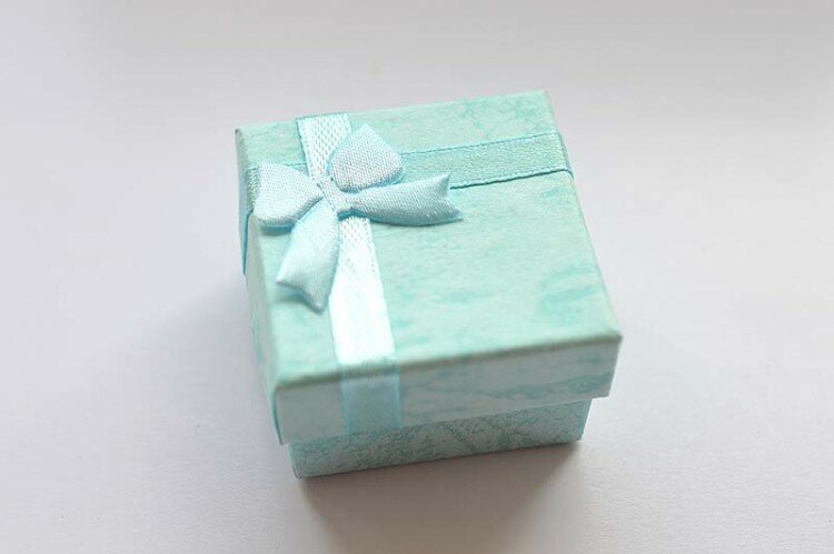 Подарочная коробочка 41х41х25мм для кольца бирюзовая, картон, 31-002, 1шт