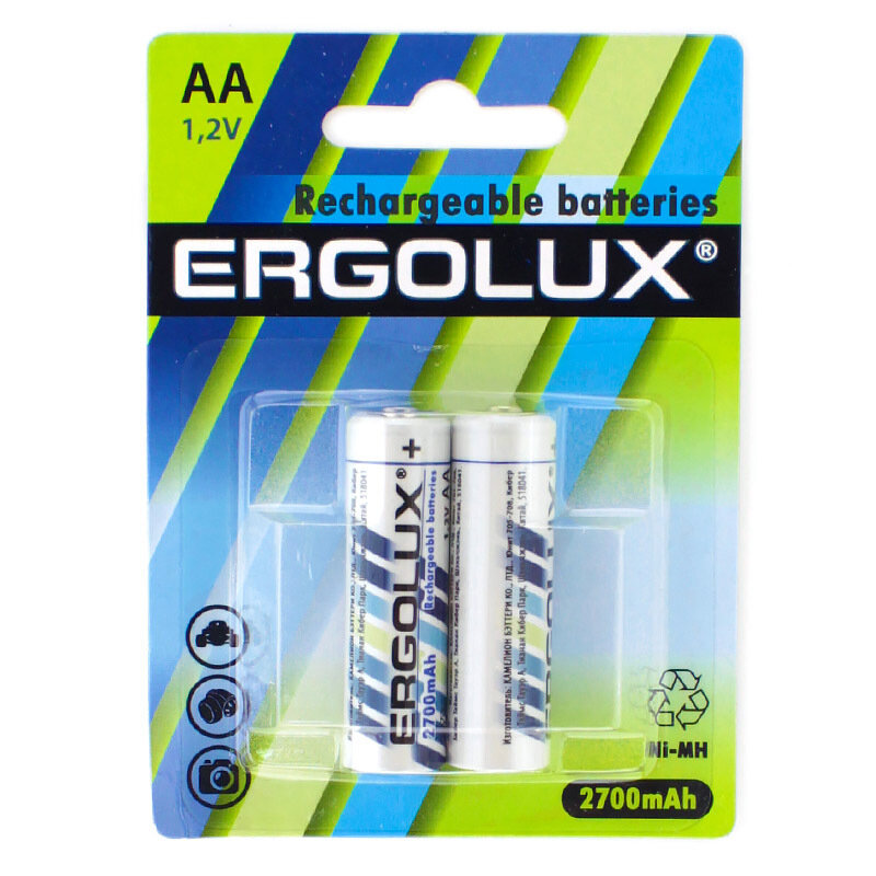 Аккумуляторы (2шт) ERGOLUX HR6 AA Ni-MH 2700mAh