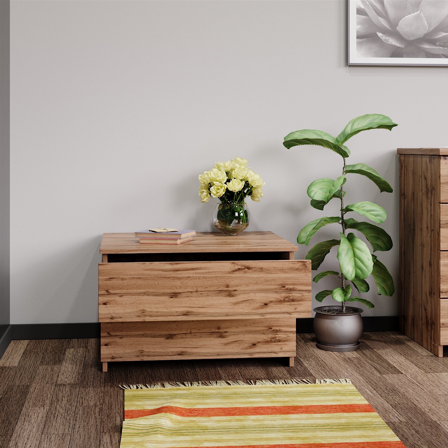 Комод для одежды и вещей дуб Вотан с 2 ящиками domokomod 66*50*41