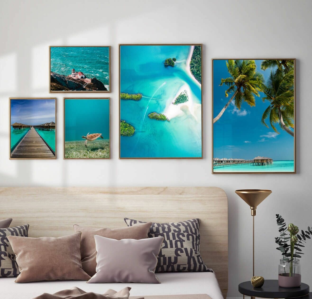 Набор постеров 5 шт "Пейзаж Мальдивы океан" плакат для интерьера, картина на стену