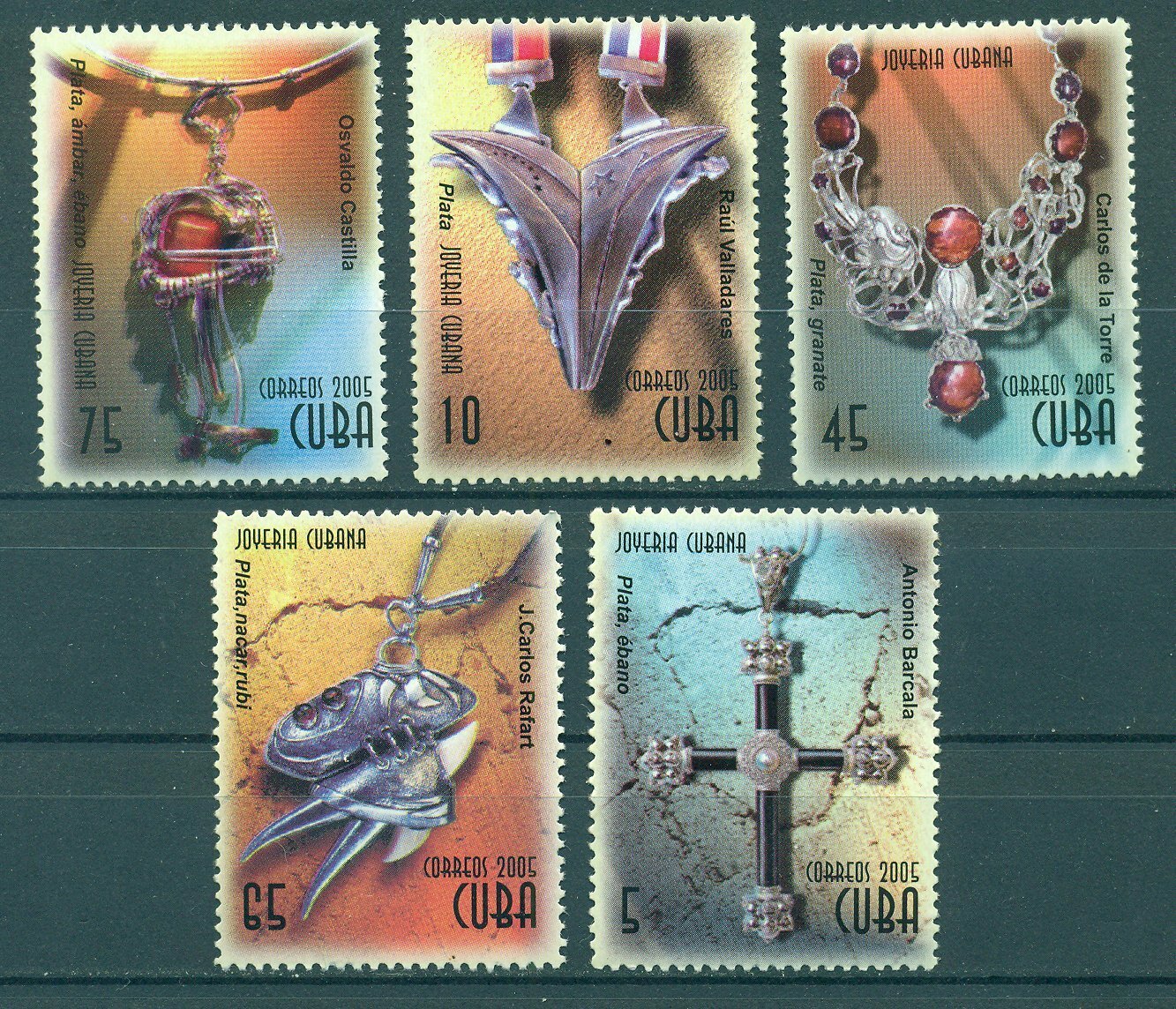 Почтовые марки Куба 2005г. "Ювелирные изделия" Украшения, Минералы MNH