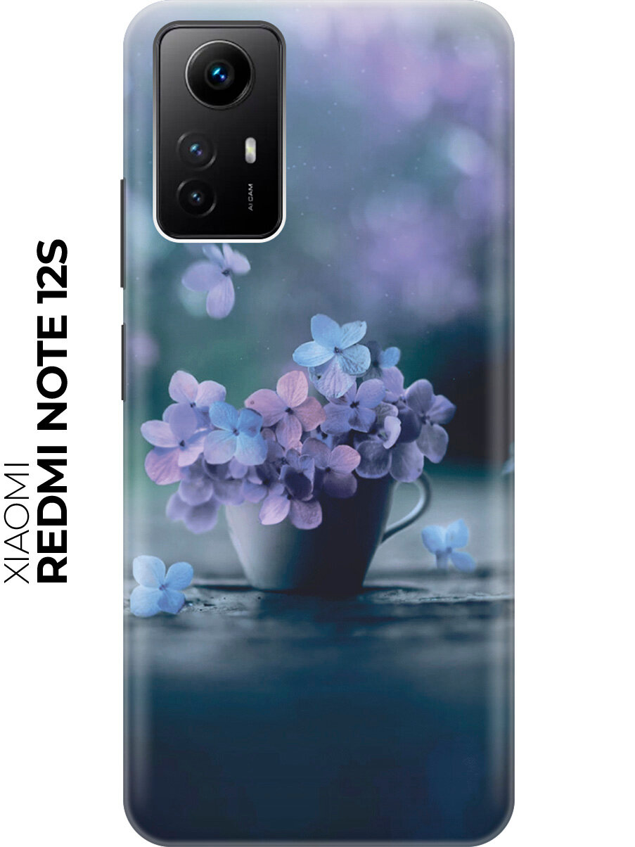 Силиконовый чехол на Xiaomi Redmi Note 12s / Сяоми Редми Ноут 12с с рисунком "Синие цветы в чашке"