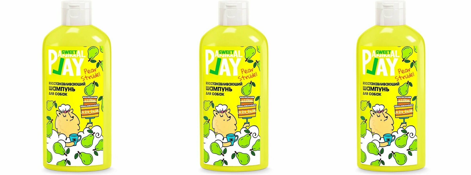 Animal Play Шампунь для собак и кошек восстанавливающий Грушевый штрудель, 300 мл, 3 шт