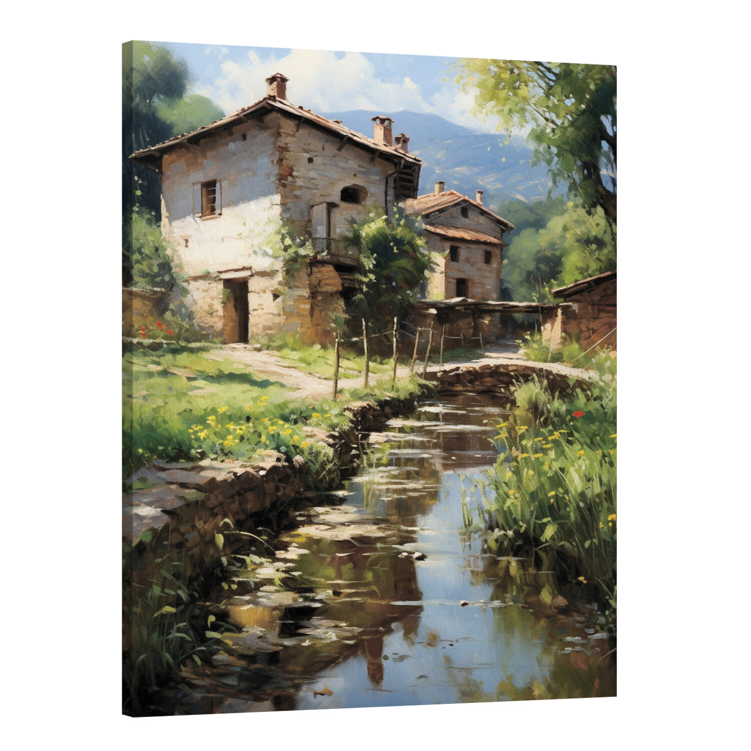 Интерьерная картина 50х70 "Деревня в стиле импрессионизма"