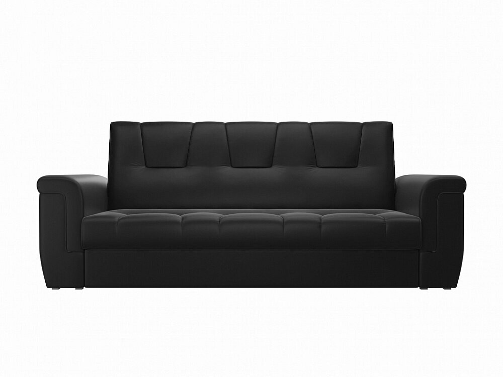 Прямой диван Эллиот Черный Экокожа, книжка, 236х97х98 см, с ящиком для белья