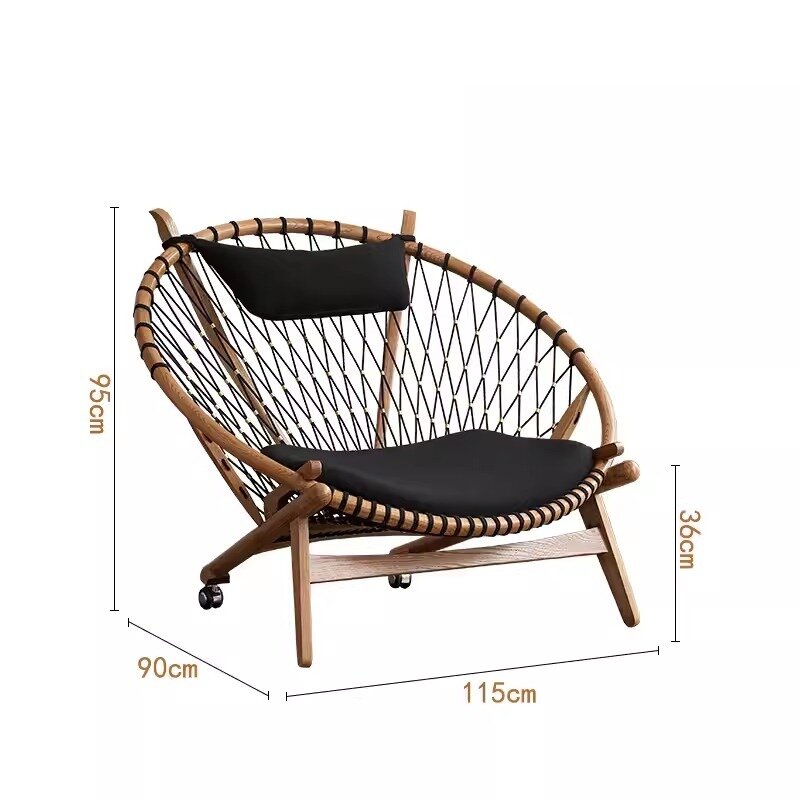 Дизайнерское современное кресло Hans J Wegner Style PP 130 Hoop Chair (светлый орех черная ткань, оригинальное качество)