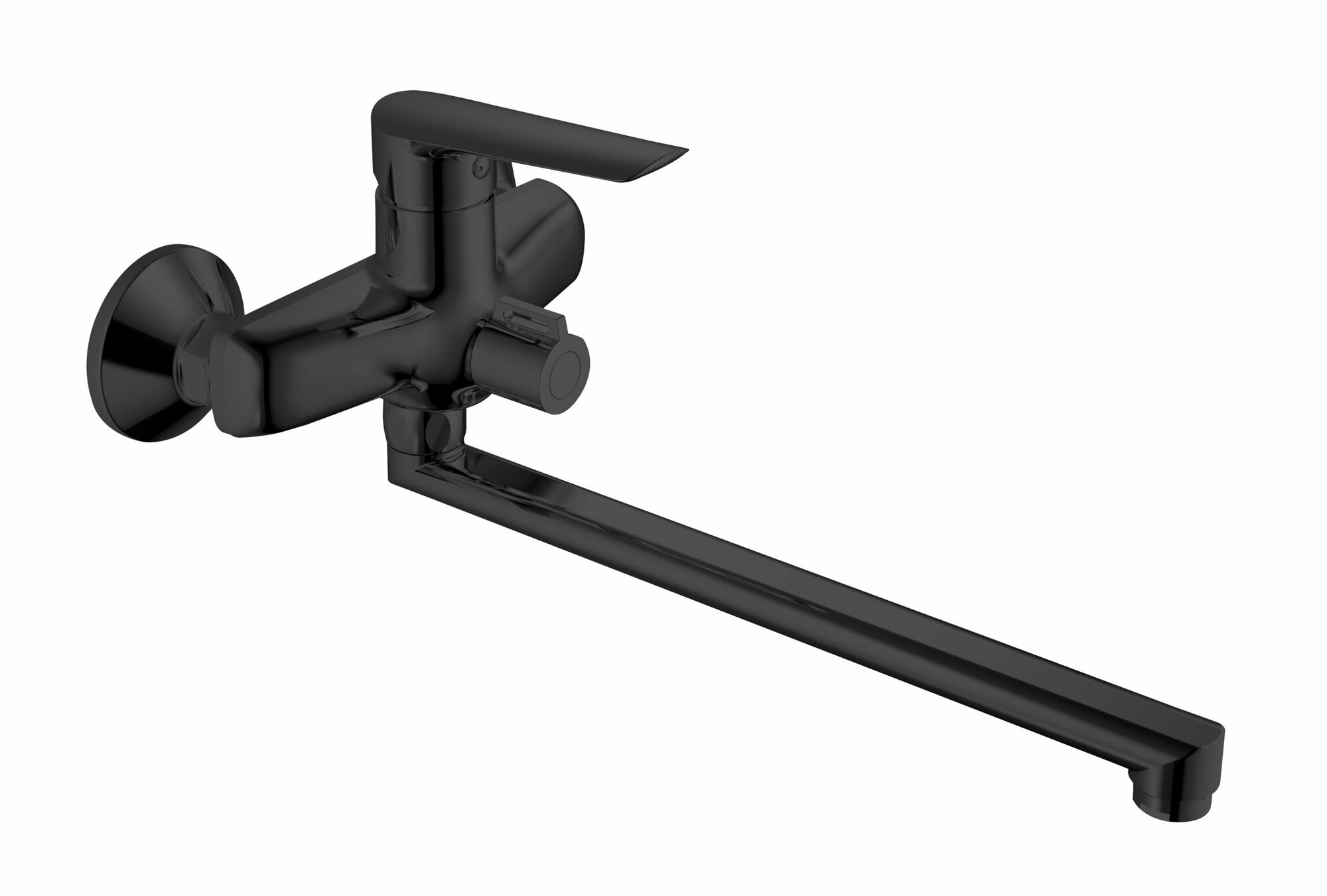 ESKO. Смеситель для ванны с длинным изливом 300мм черный с шлангом и лейкой / гарантия 10 лет / коллекция Lagos