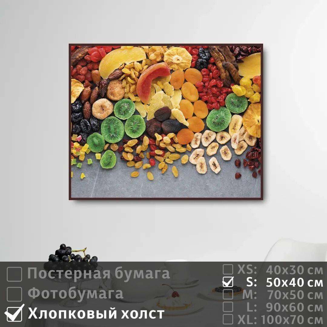 Постер на холсте Красочные Сушеные Фрукты 50х40 см ПолиЦентр