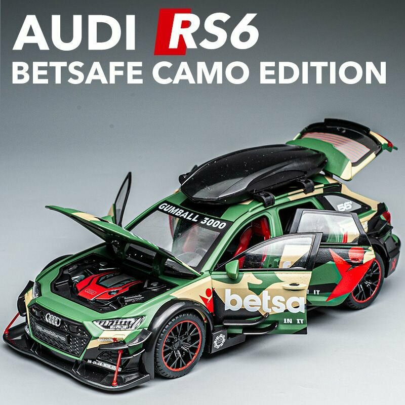 Машинка AUDI RS6 Avant. Металлическая модель автомобиля Ауди РС6 универсал зеленый 20см. Инерционная игрушка машина 1:24