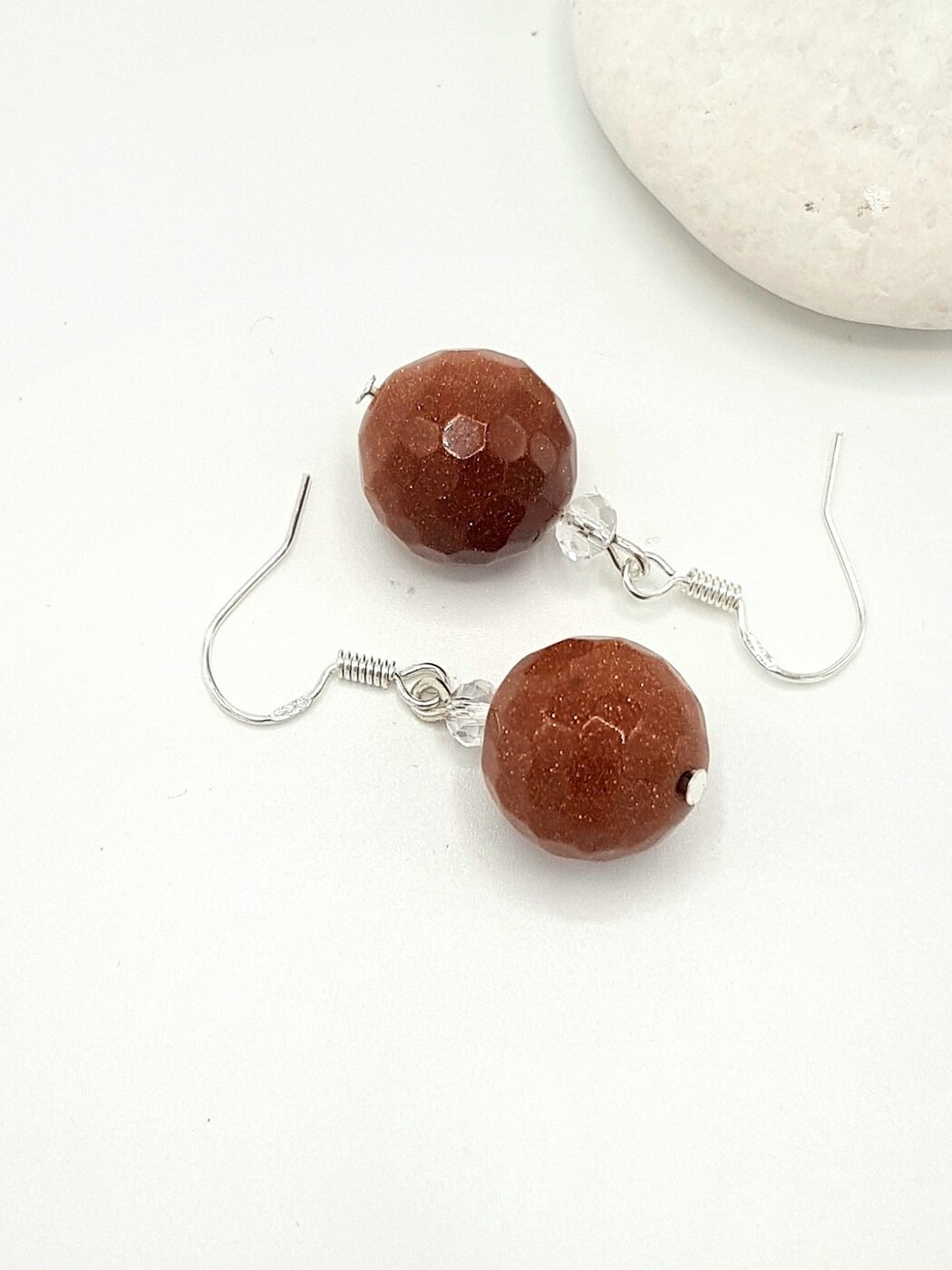 Серьги с подвесками, авантюриновое стекло