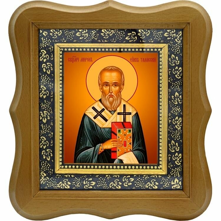 Мирон Тамасский, священномученик, епископ Кипрский. Икона на холсте. (10 х 12 см / В фигурном киоте)