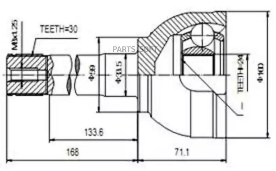 AW1510807 AYWIPARTS Шрус Внешний TOYOTA Land Cruiser 4.2-4.5 98>, LEXUS LX470 98>