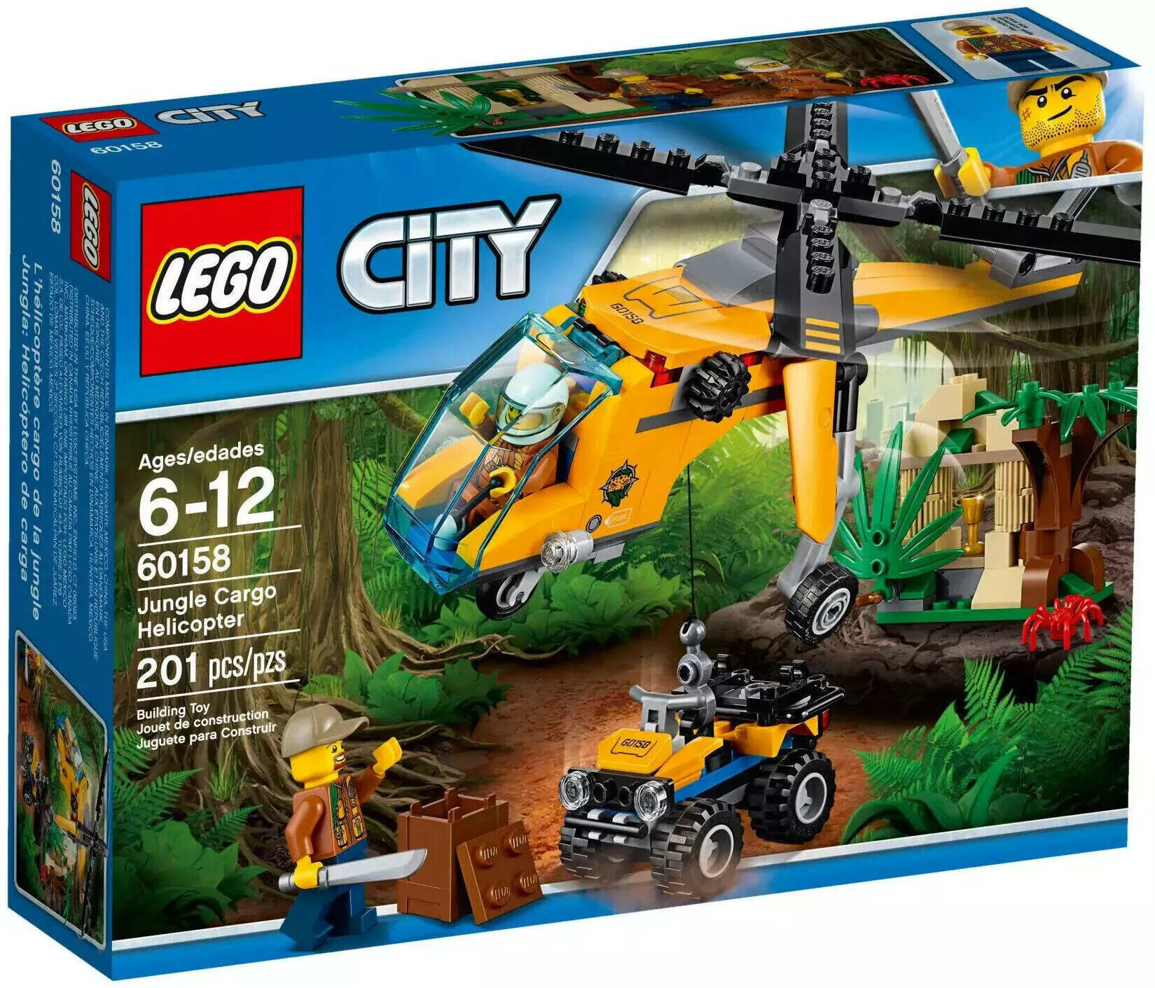 Конструктор LEGO CITY 60158 Грузовой вертолёт исследователей джунглей, 2017 год